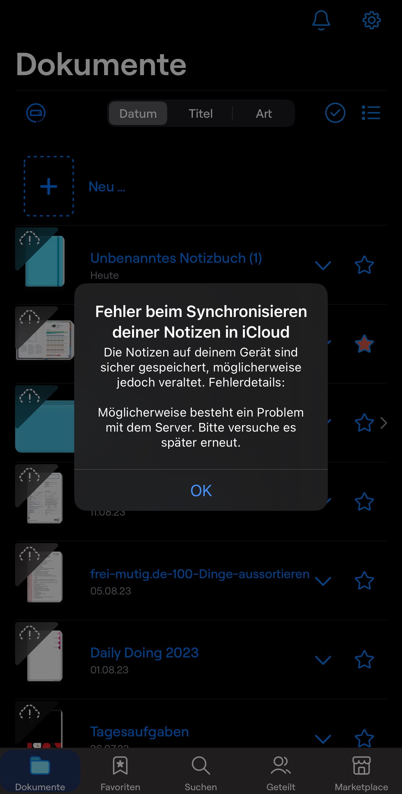 Fehlermeldung Goodnotes Synchronisierung - Apple Community
