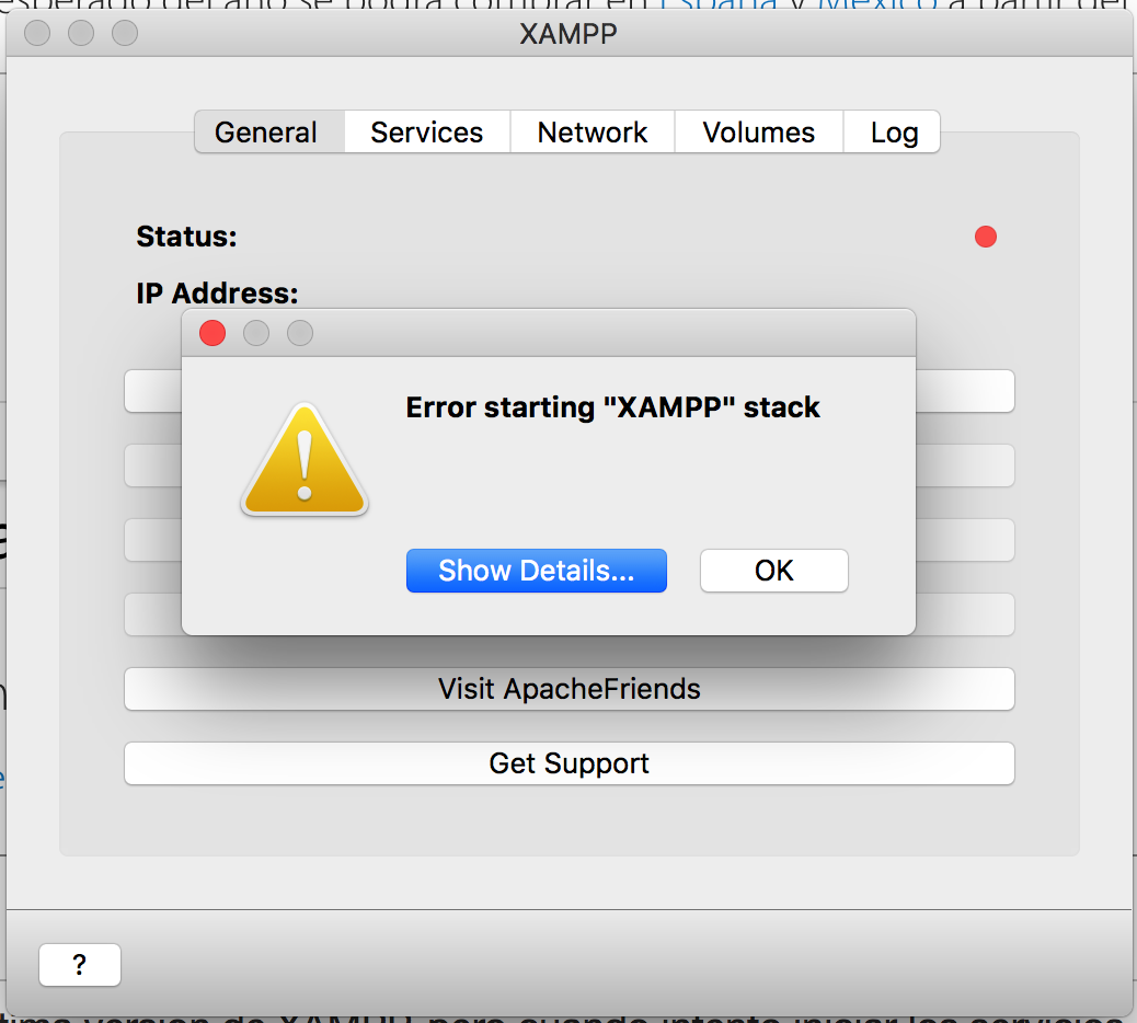 No puedo iniciar (Start) XAMPP en mi m… - Comunidad de Apple