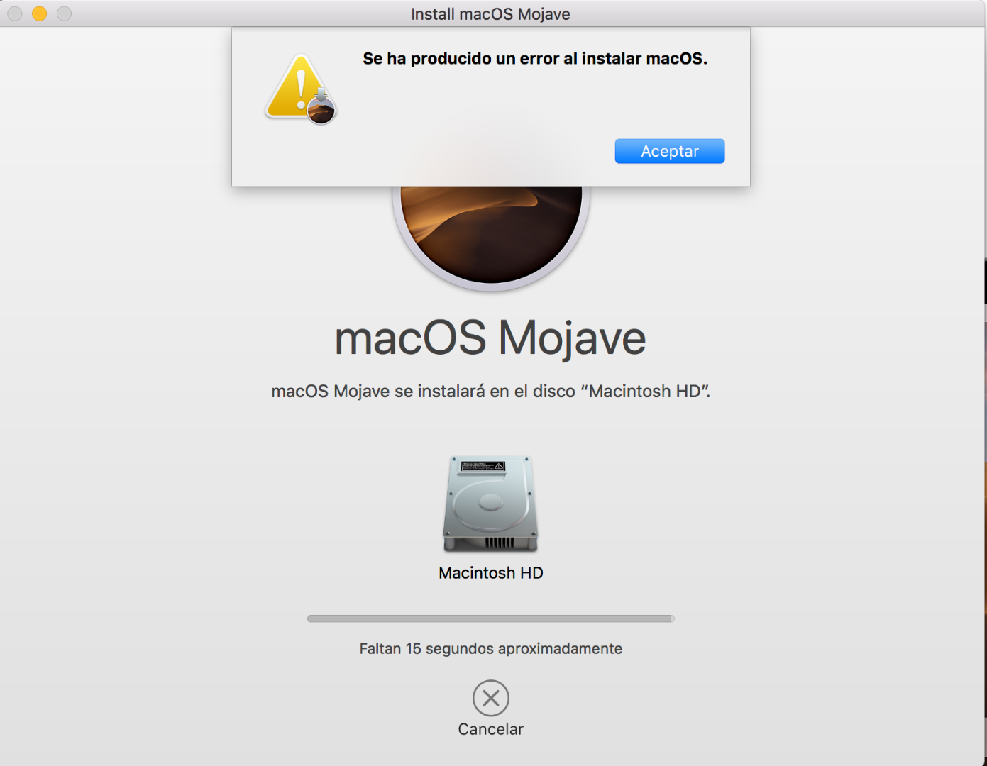 Error al instalar macOS Mojave - Comunidad de Apple