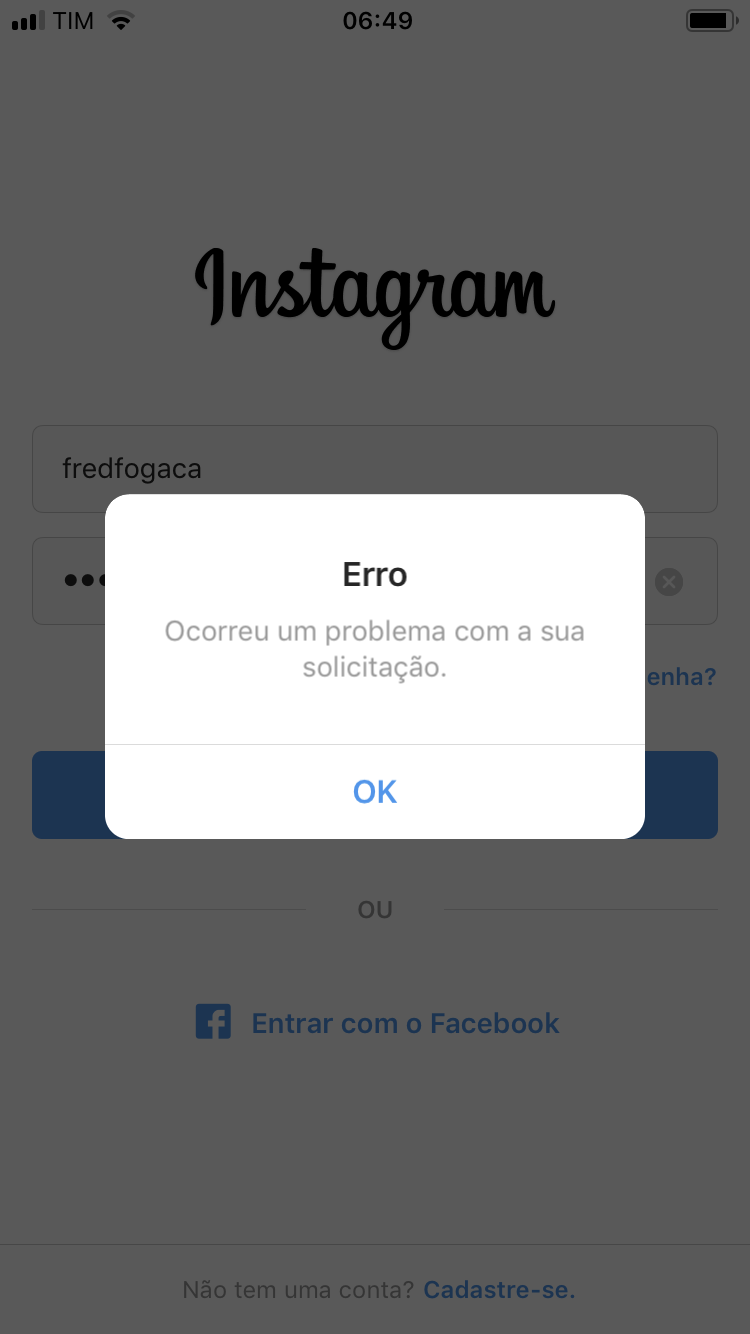 Erro no Instagram - Comunidade da Apple