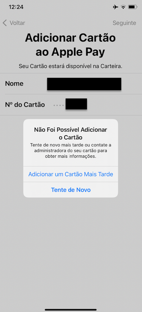 Não consigo adicionar cartão no app … - Comunidade da Apple