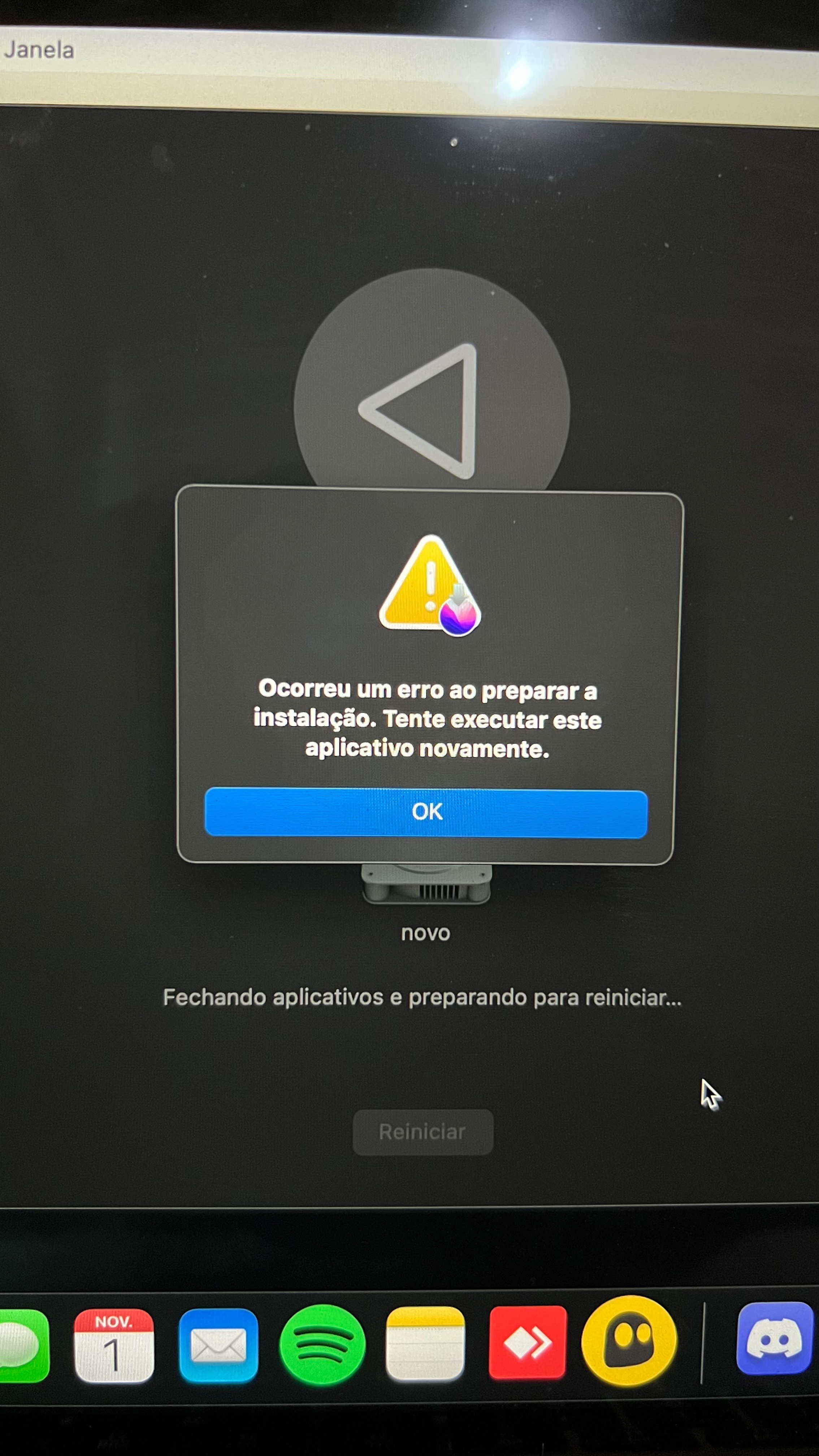 Ocorreu um erro ao preparar a instal… - Comunidade da Apple