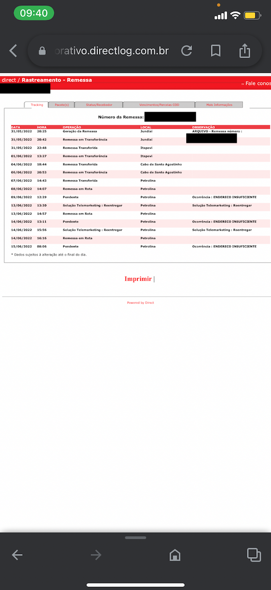 Problema com a transportadora direct… - Comunidade da Apple