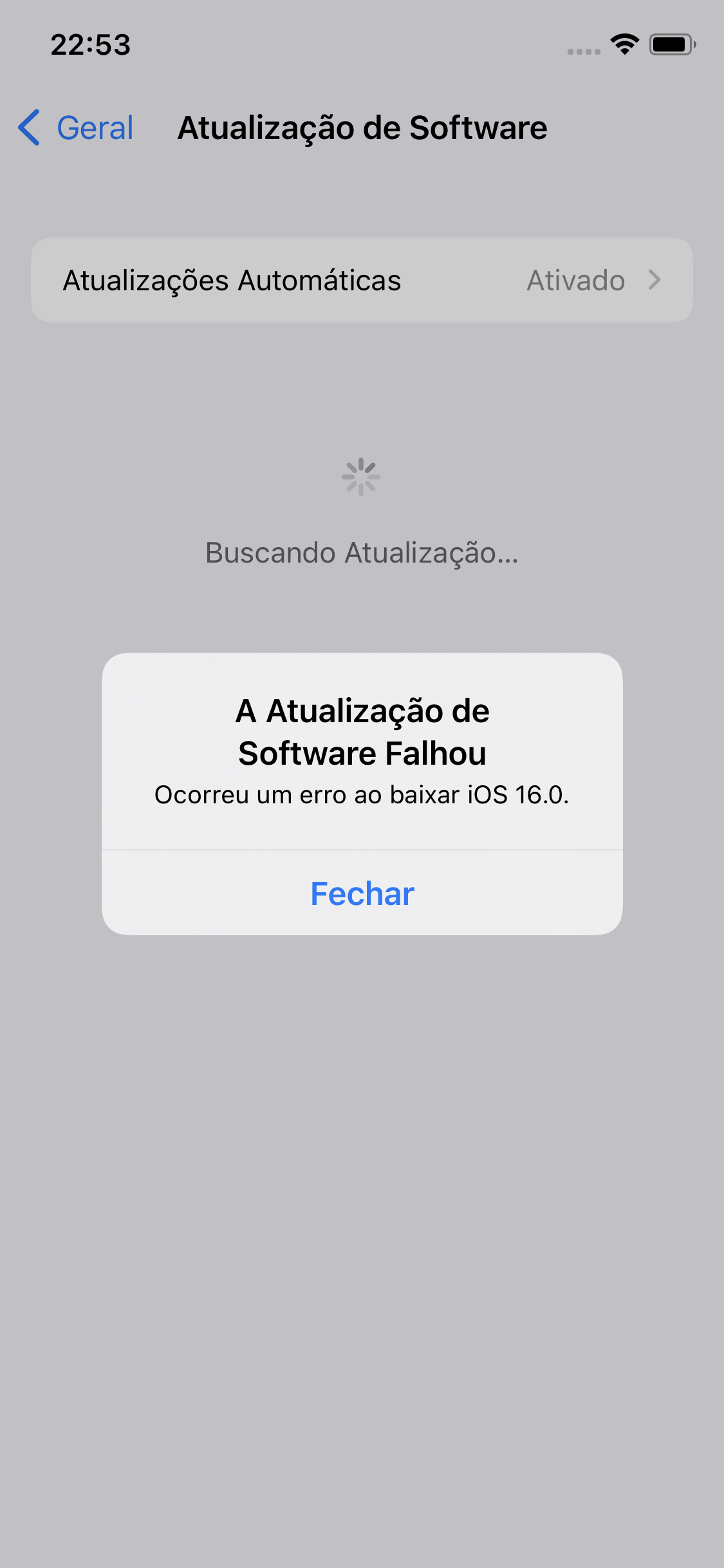 Não consigo atualizar ocorreu erro n… - Comunidade da Apple